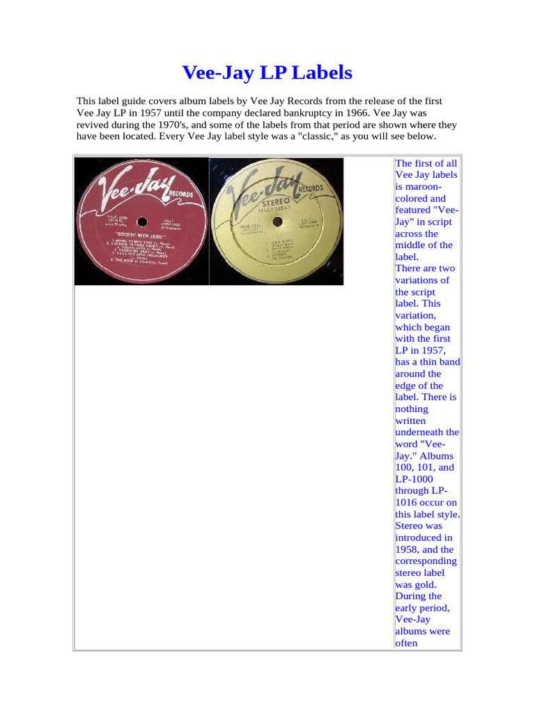 Beatles Vee Jay Records Label | PDF | Sound Recording