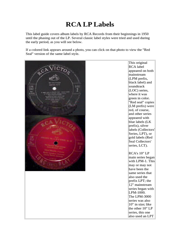 Beatles RCA LP Labels | PDF | Sound Production | Sound
