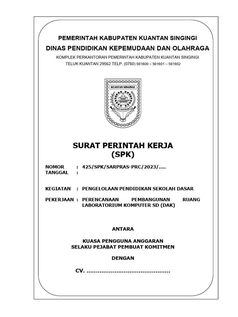 5. DRAFT SPK PERENCANAAN PEMB. RUANG LABOR KOMP. SD DAK | PDF