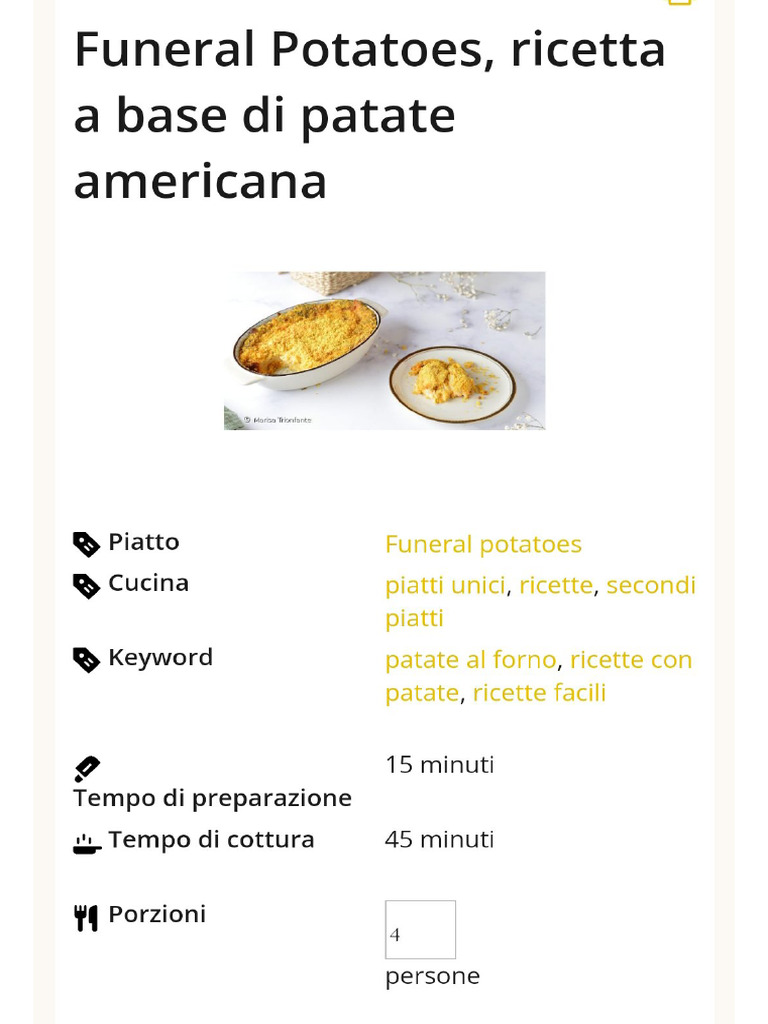 Ricetta Funerale Potatos Patate Californiane | PDF