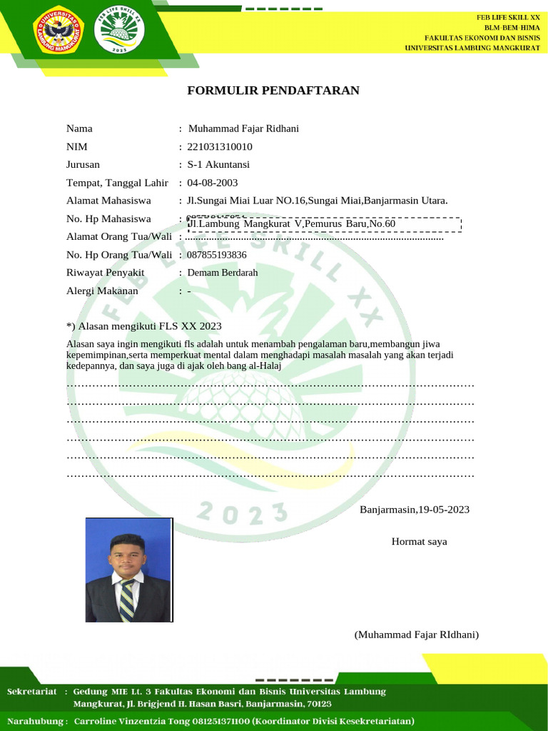 Formulir Pendaftaran FLS XX 2023 | PDF