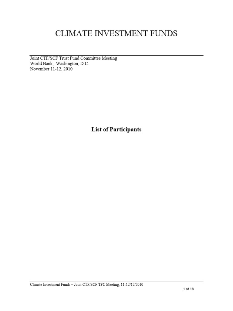 Final Draft Joint CTF SCF TFC List of Participants | PDF | Asian Development Bank | Inter ...