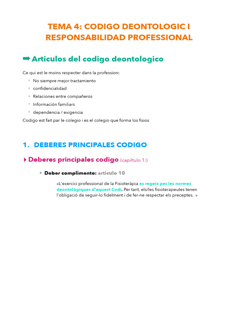 Codigo Deontologico I Responsabilidad Professional (16 - 12) | PDF