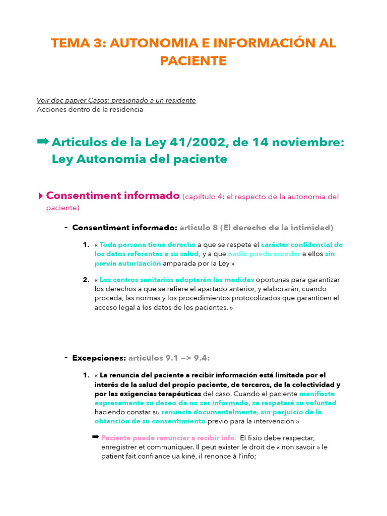 Autonomía e Información del Paciente | PDF | Historial médico ...