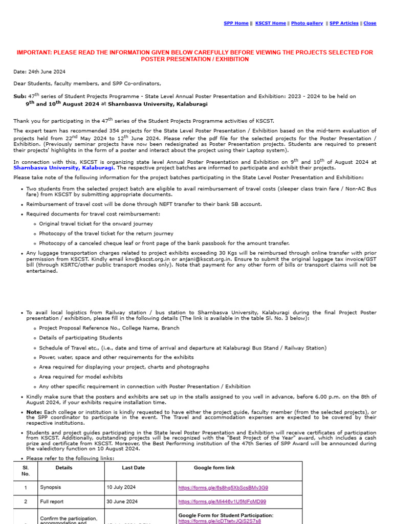 KSCST 47th SPP Poster Presentation 2024 | PDF