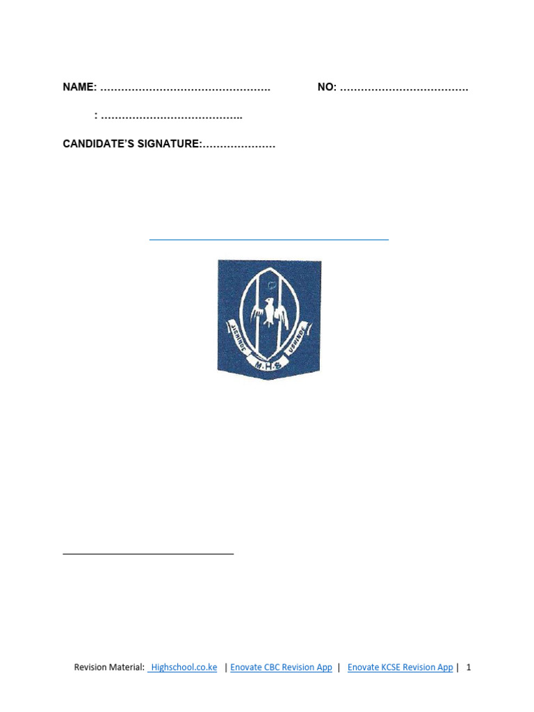 Mangu High School KCSE Physics Mock 2023 | PDF | Electromagnetic ...
