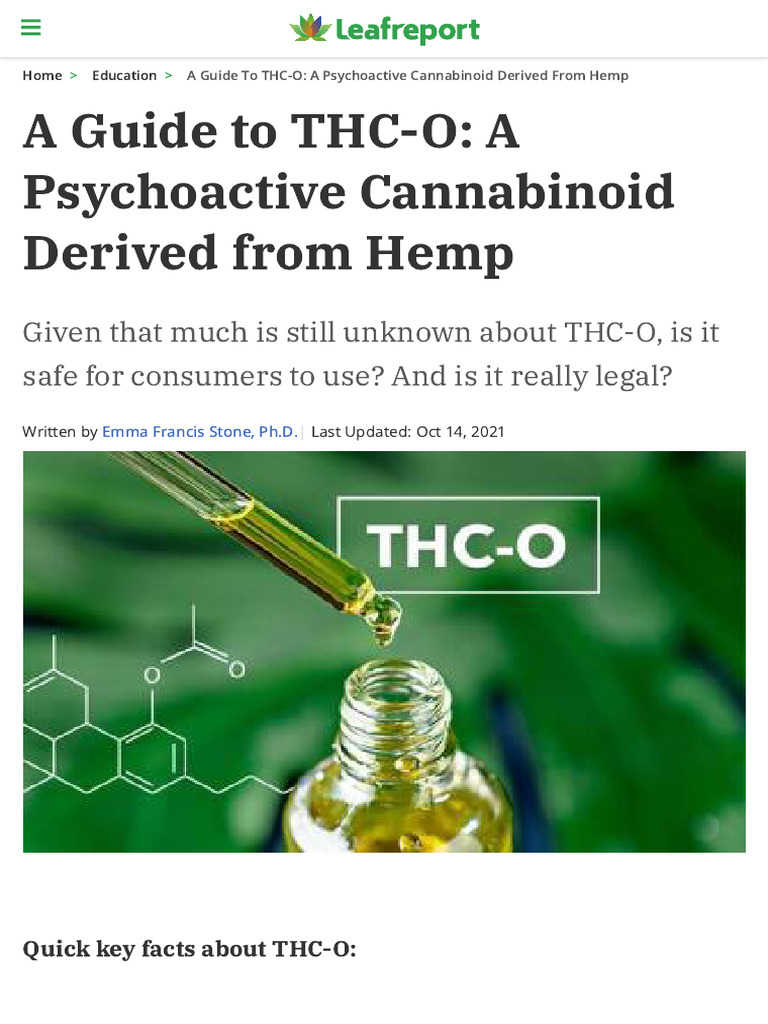 A Guide To THC-O A Psychoactive Cannabinoid Derivatives | PDF | Dose ...
