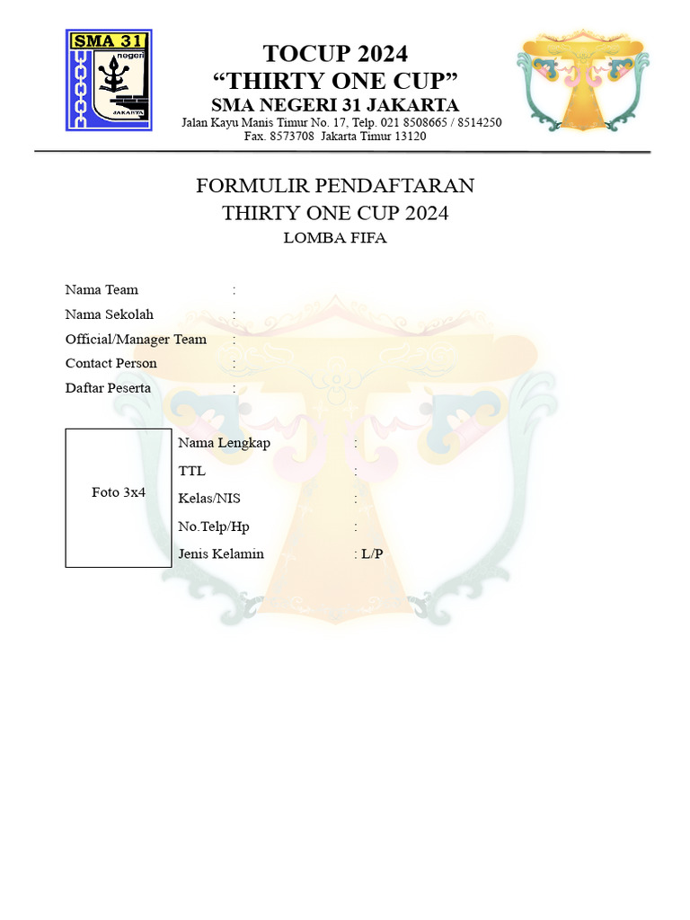 Formulir Pendaftaran Fifa | PDF