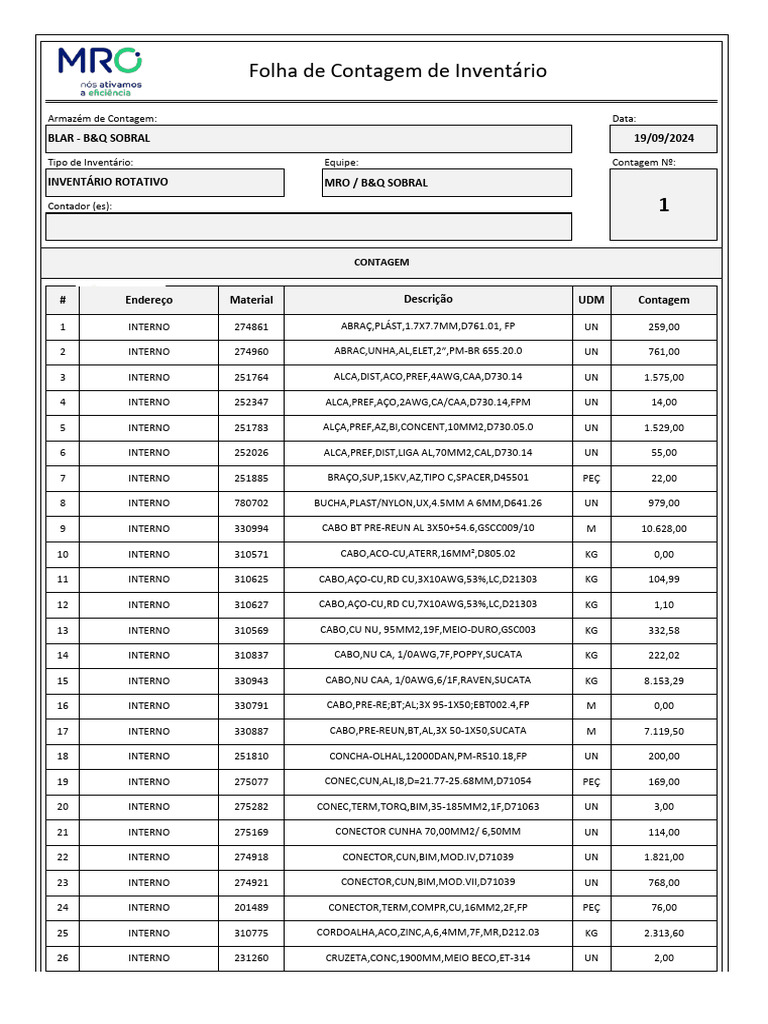 Folha - de - Contagem - Inventario BLAR 19.09.2024 | PDF
