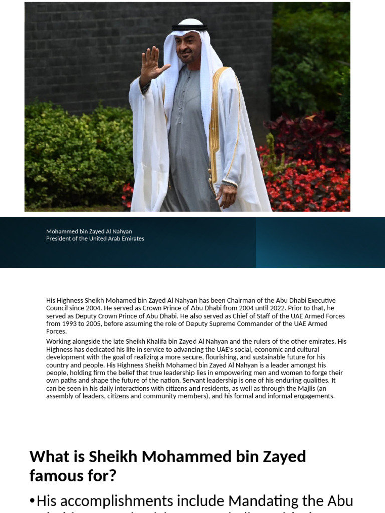 HH Shiekh Mohammed Bin Zayed Al Nahyan - Ayaan Muhammad Ismail Grade 5BA | PDF