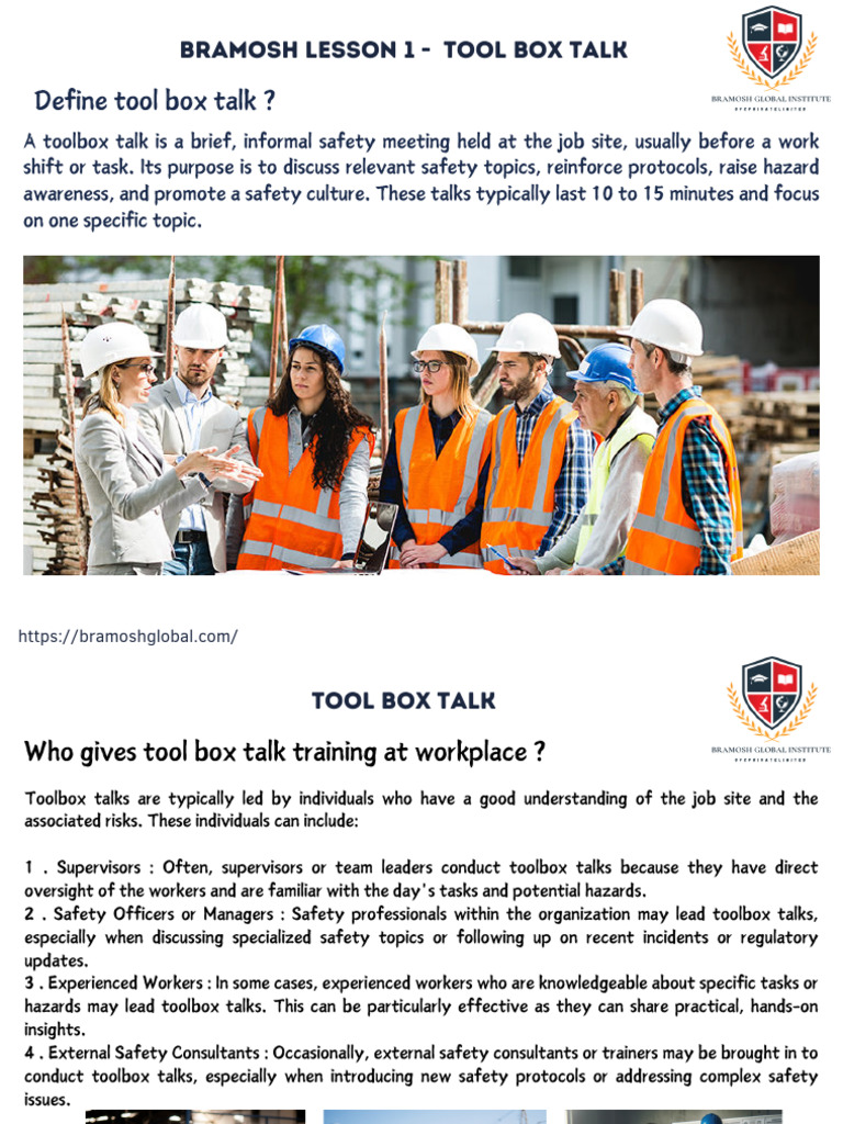 tool box talk meeting | PDF | Occupational Safety And Health | Safety