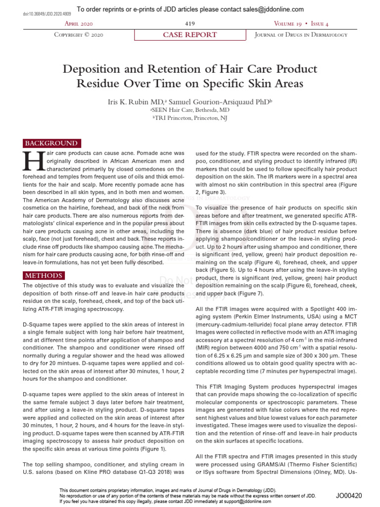 Deposition and Retention of Hair Care Product Residue Over Time On ...