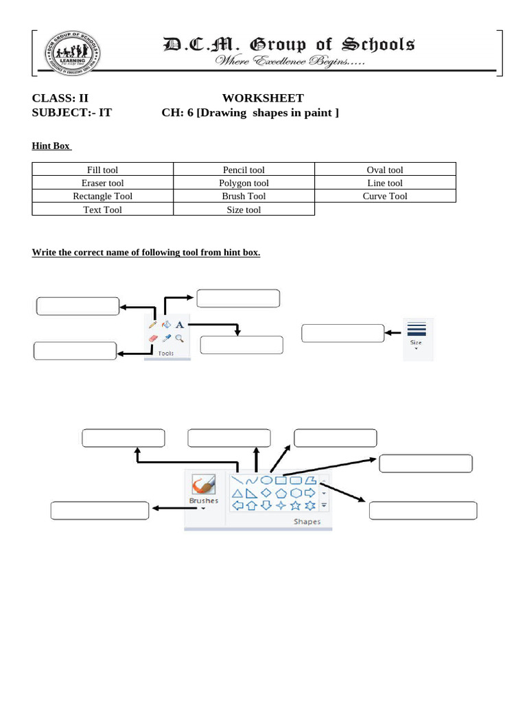 CH 6 Drawing Shapes With Paint Worksheet 1 | PDF