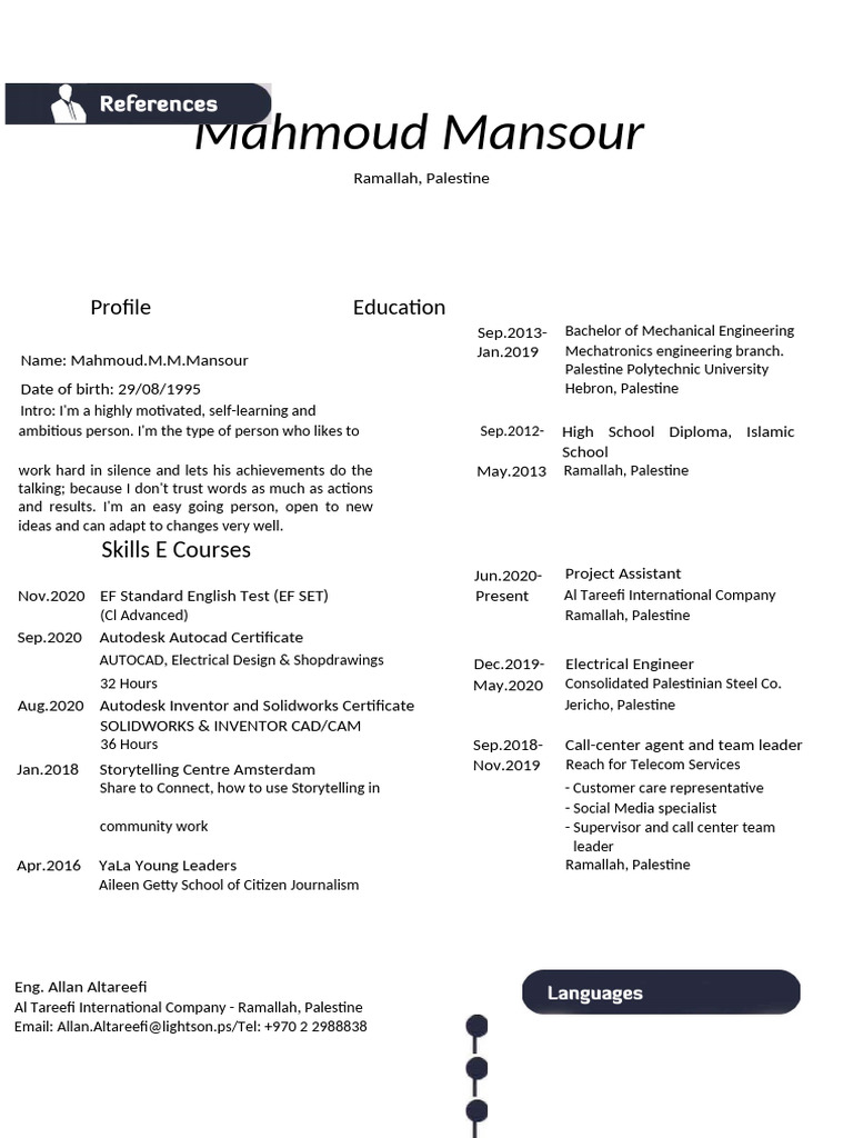 Mahmoud Mansour CV1 | PDF | Engineering