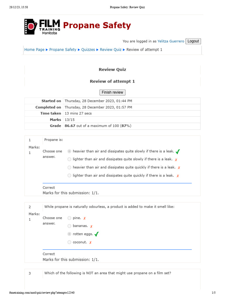 Propane Safety Review Quiz | PDF | Propane | Energy Technology