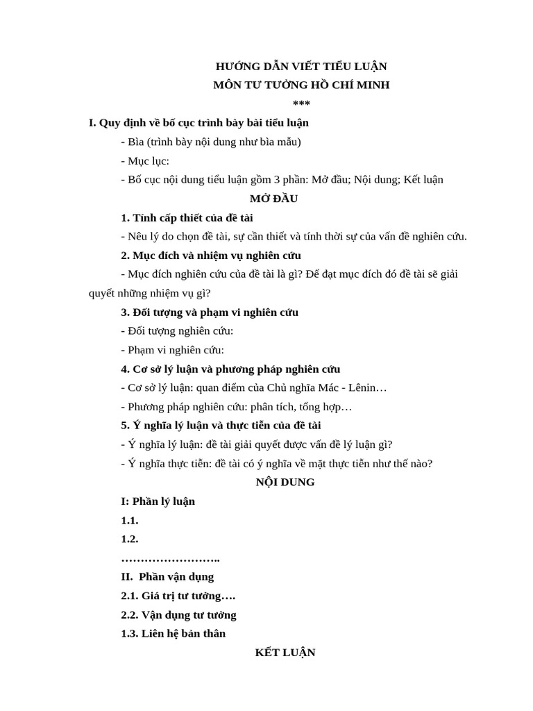 Hướng Dẫn Chung Viết TL Môn TTHCM | PDF