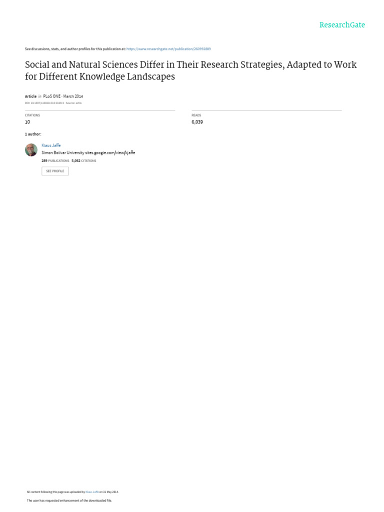 Research Strategies in Social vs. Natural Sciences | PDF | Science ...