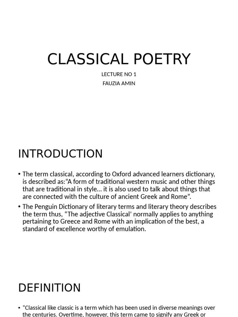 Classical Poetry | PDF | Poetry | Classics