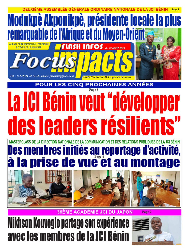 JCI Bénin : Nouveau Plan Stratégique 2024-2028 | PDF