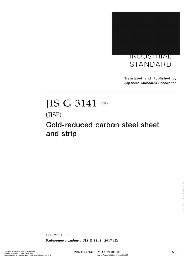 Jis G 3141-2017 | PDF