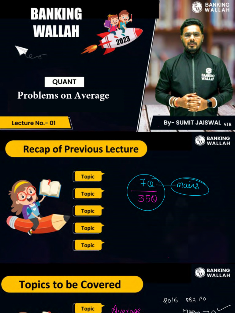 Problems On Average 01 - Class Notes PDF | PDF