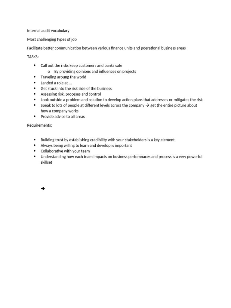 Internal Audit Vocabulary | PDF