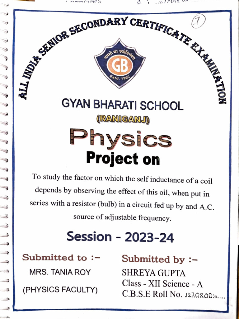 Self-Inductance Study at Gyan Bharati School | PDF | Electromagnetic ...