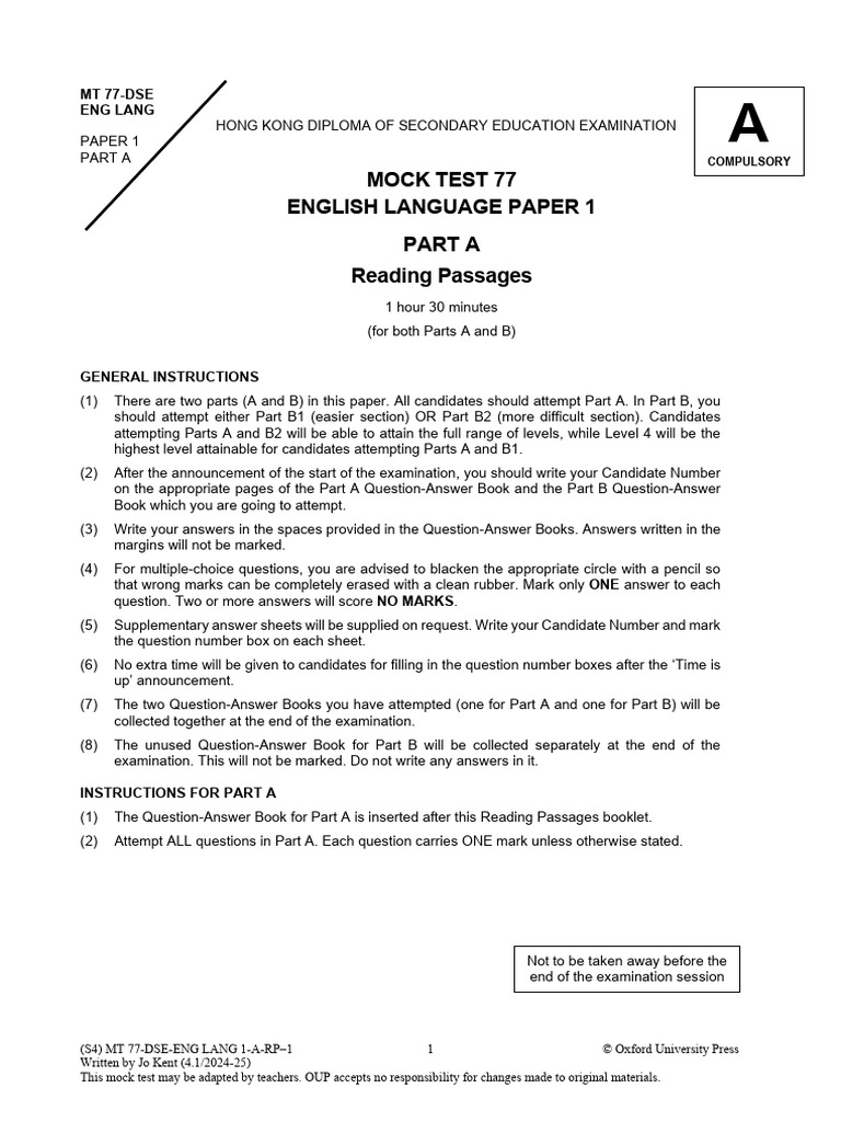 MT77 - Paper 1 - SE - 2425 - 4.1 | PDF | Oxford University Press | Fencing