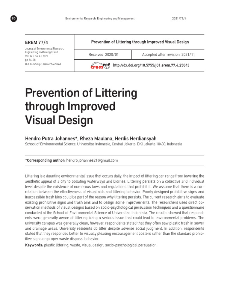 Visual Design Strategies to Reduce Littering | PDF | Attitude ...