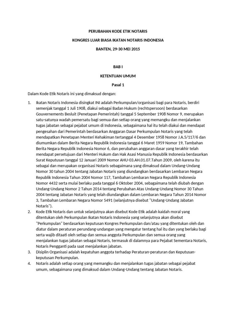 Kode Etik Notaris Indonesia 2015 | PDF