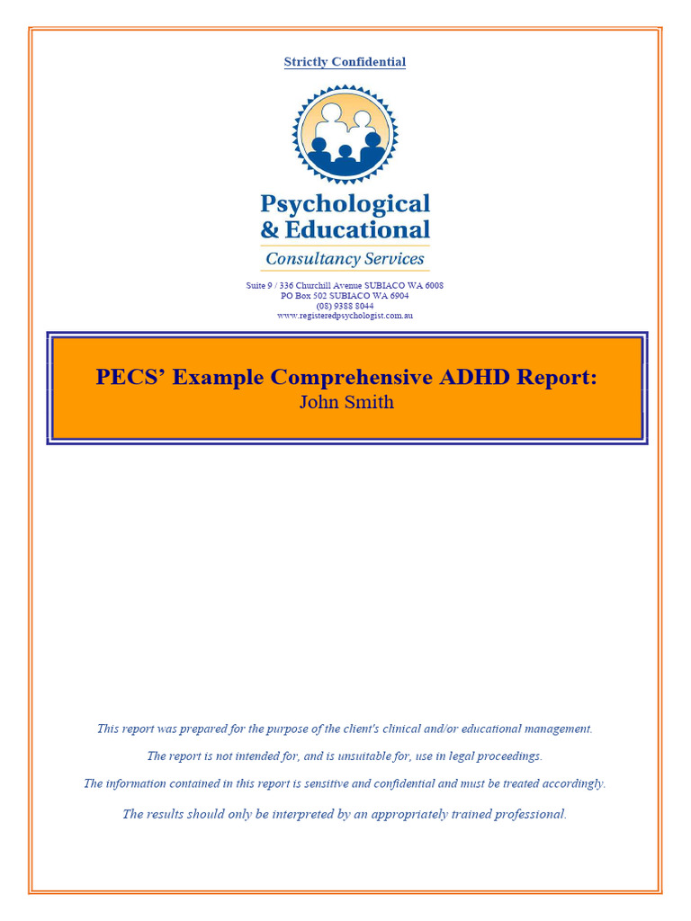Comprehensive ADHD Report Example | PDF | Attention Deficit ...