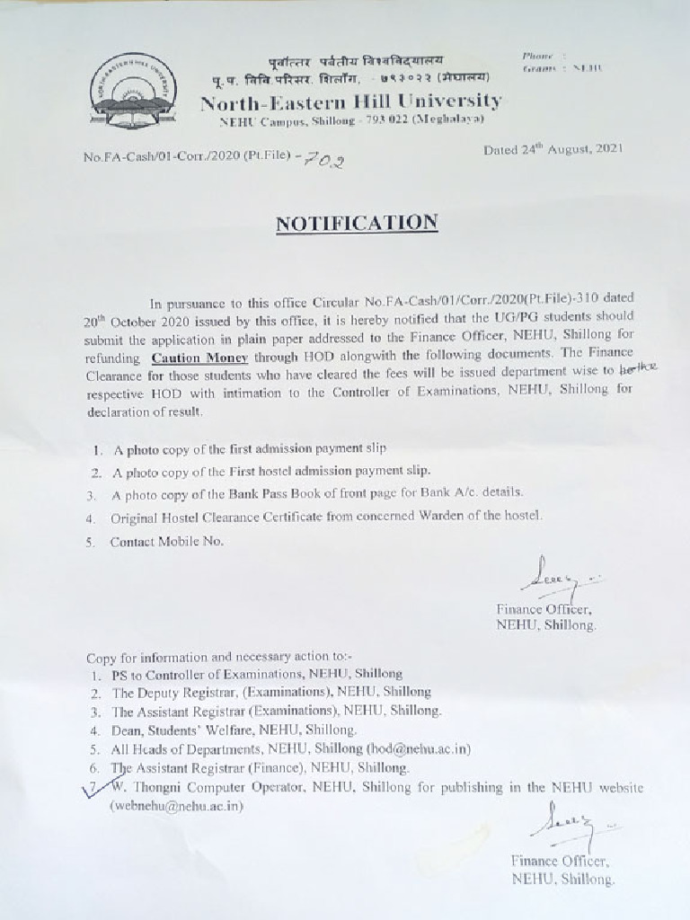 Caution Money Refund 24.8 .21 | PDF