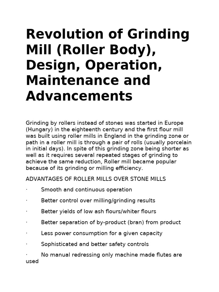 Roller Mill Design & Advancements | PDF | Mill (Grinding) | Belt ...