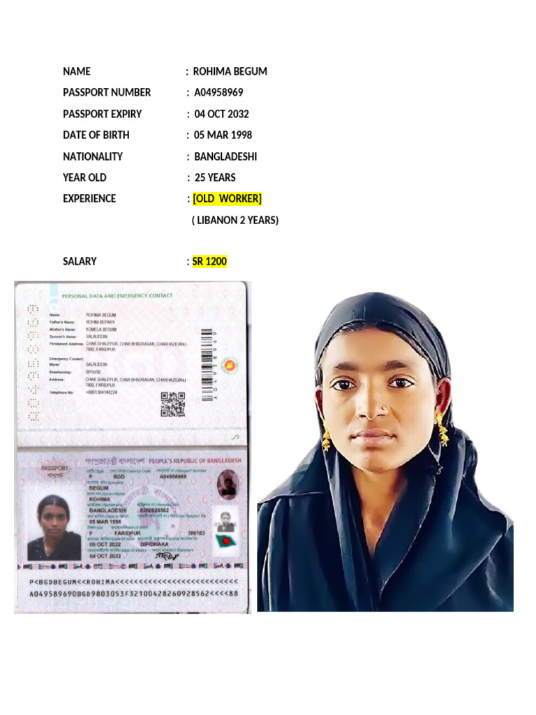 Rohima Begum A04958969 Marof Jubay Expriecne | PDF