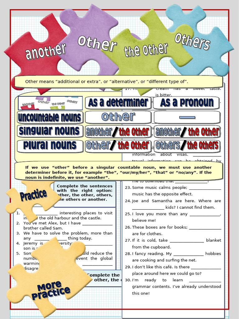 Other Another The Other Others Grammar Drills Grammar Guides 84654 ...
