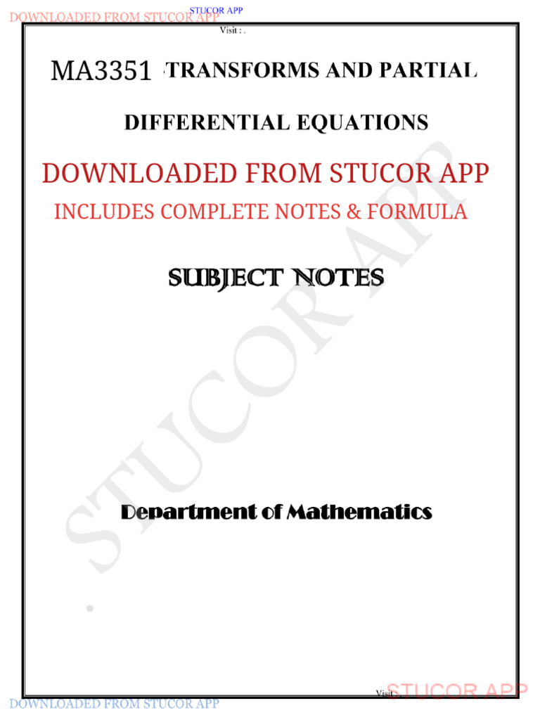 Stucor Ma3351 Ok | PDF | Partial Differential Equation | Differential Equations