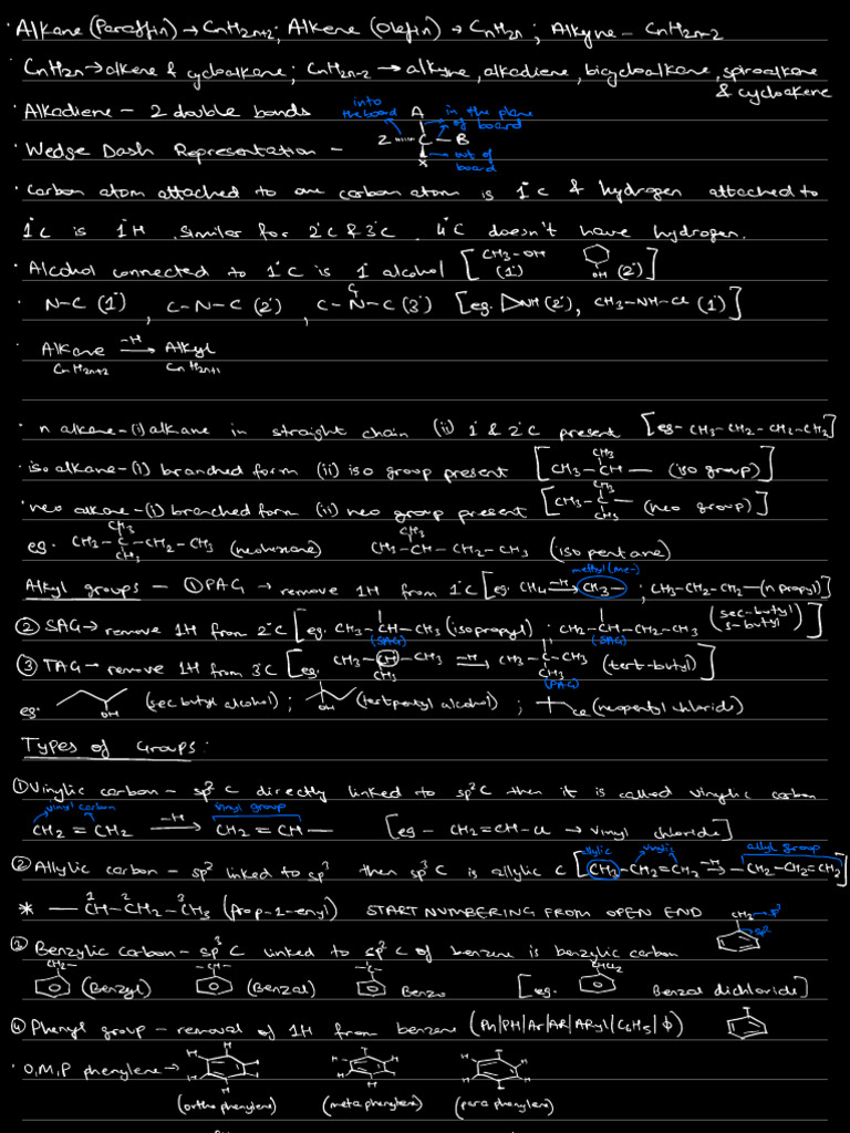 IUPAC SHORT NOTES | PDF | Alkene | Hydrocarbons