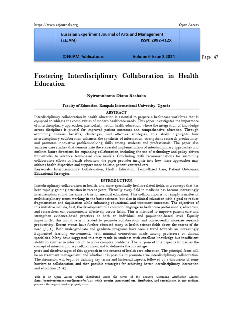 Fostering Interdisciplinary Collaboration in Health Education (WWW ...