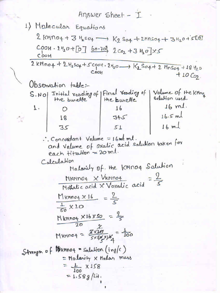 Chemistry Practical Solution | PDF