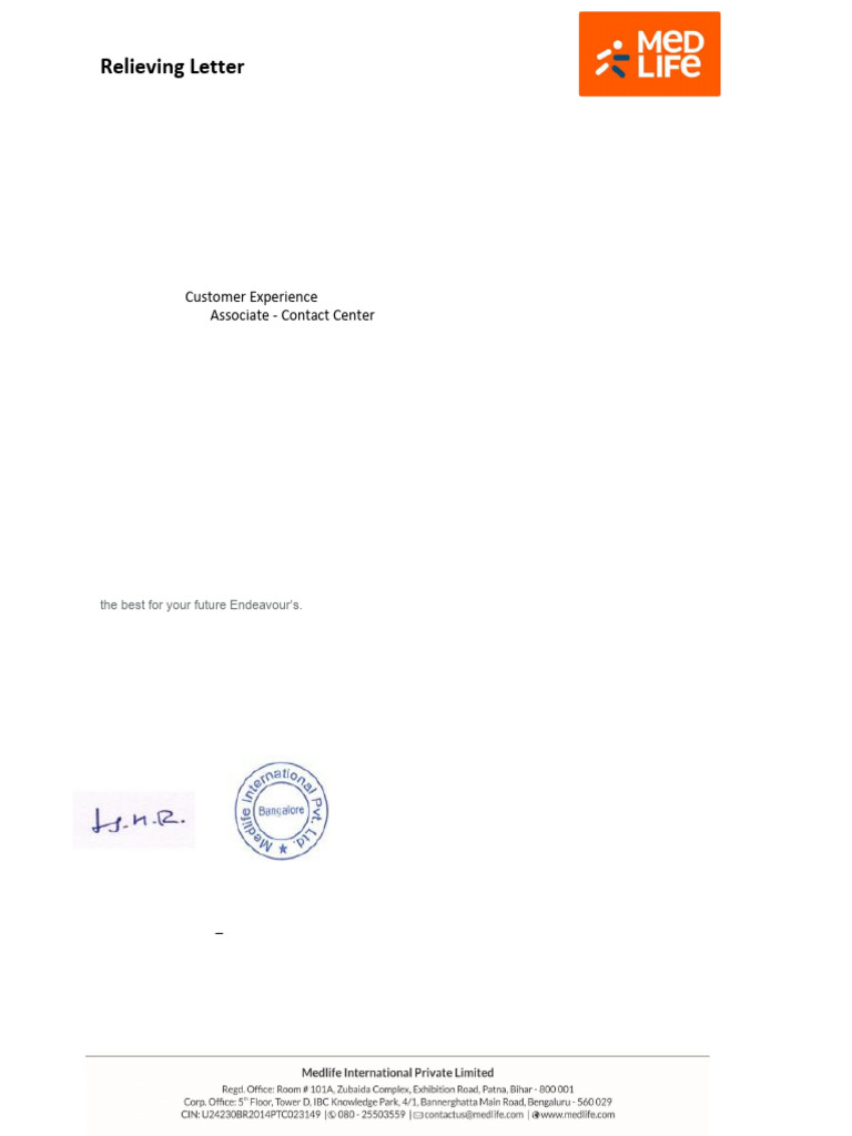 Relieving Letter for Abid Zahoor Kadiri | PDF