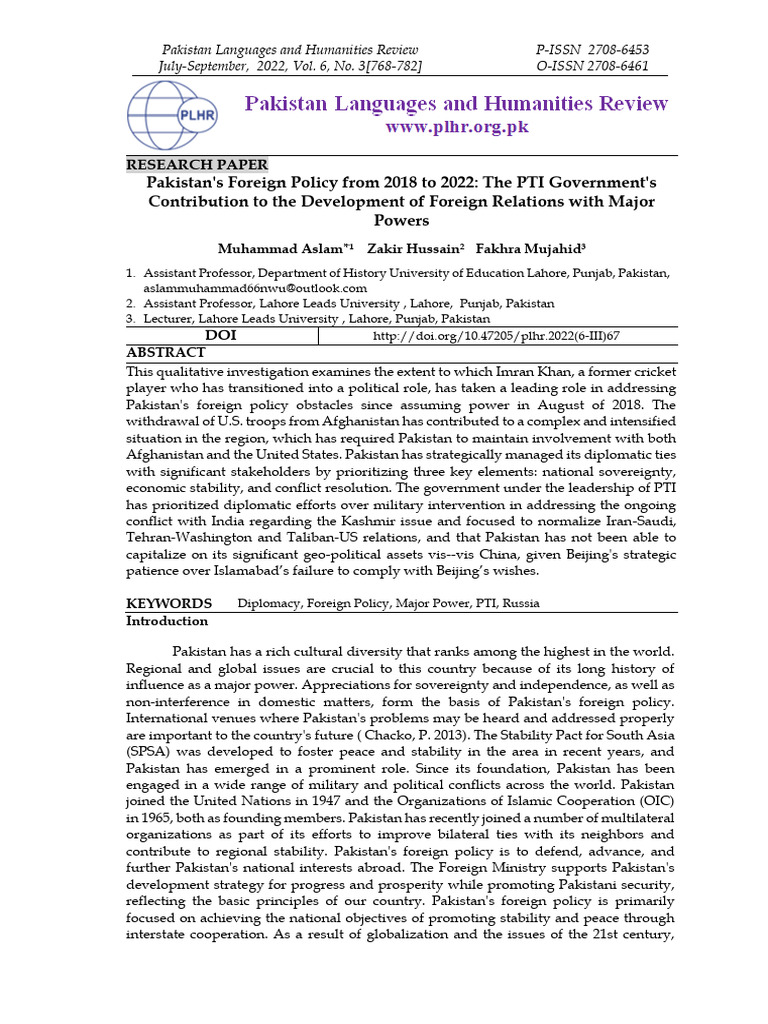 Pakistan's Foreign Policy Analysis | PDF | Pakistan | Nawaz Sharif