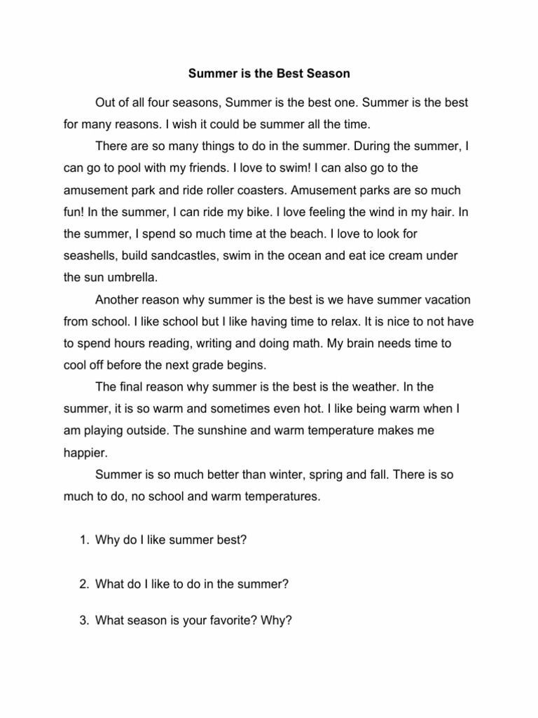 Why Summer is the Best Season | PDF