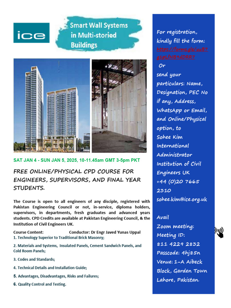 Flyer for CPD Course on Smart Wall System in Multi-storied Buildings ...