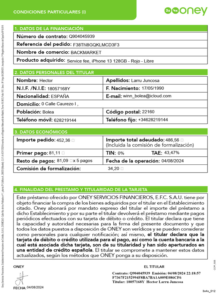 Condiciones Particulares | PDF | Tarjeta de crédito | Business
