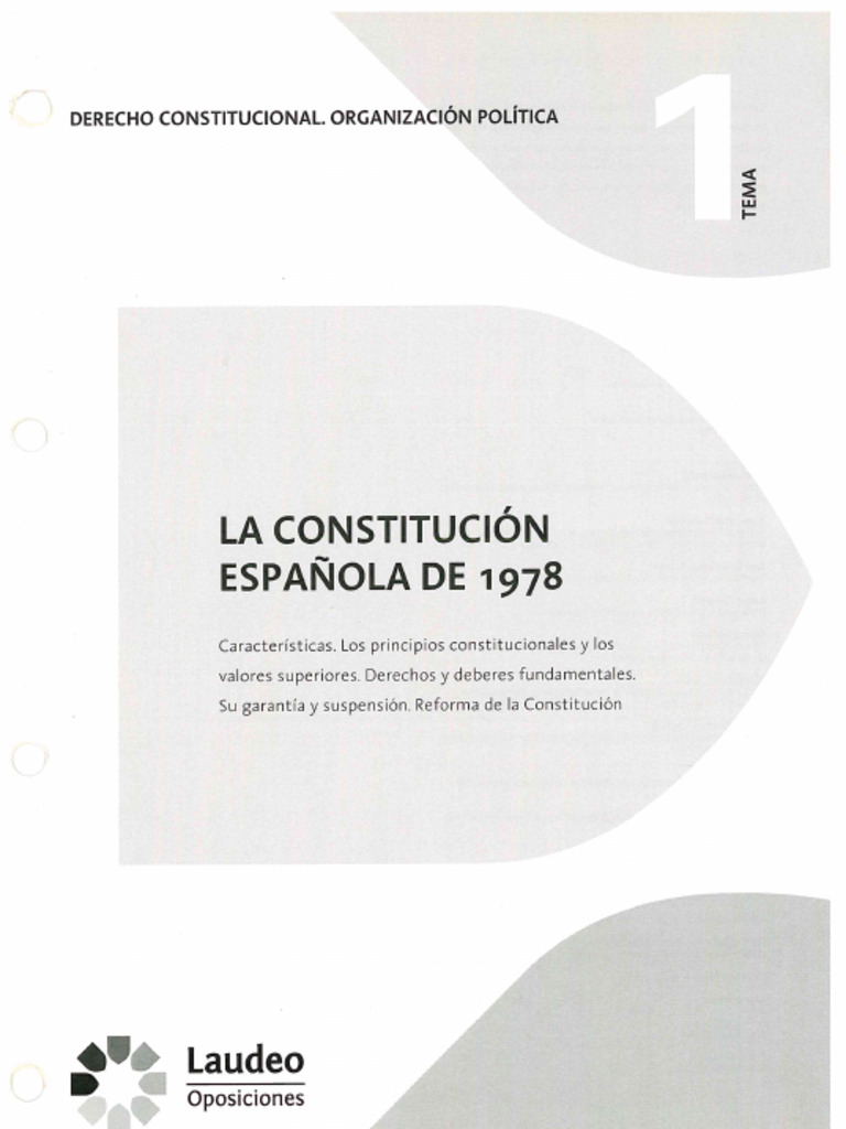 TEMA 1 CONSTITUCIÓN ESPAÑOLA DE 1978 | PDF