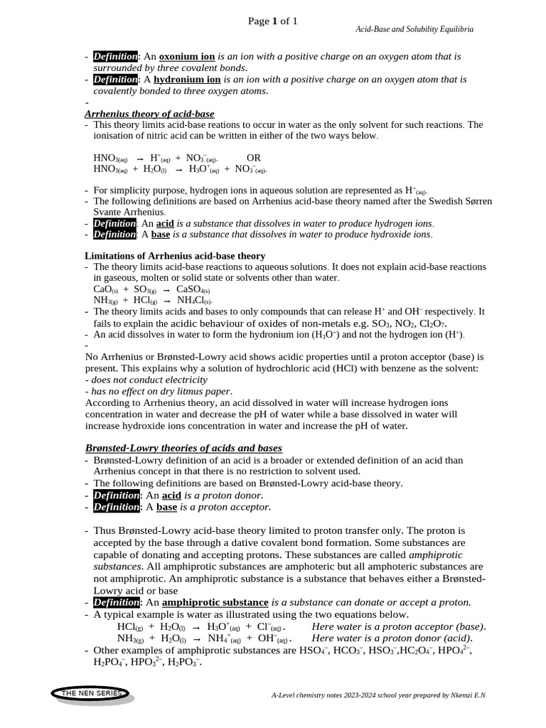 Acid-Base Equilibria 01-TEXTBOOK - STDT1A | PDF | Acid | Chemical ...