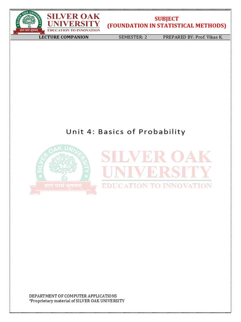 Unit 4 - Basic Probability | PDF | Probability Distribution | Random ...