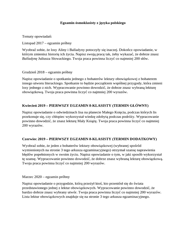 Tematy Opowiadań 3 | PDF