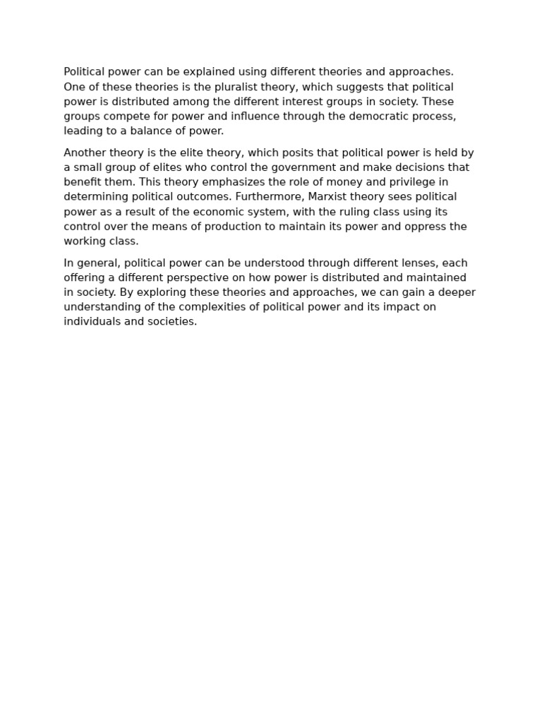 Theories of Political Power | PDF