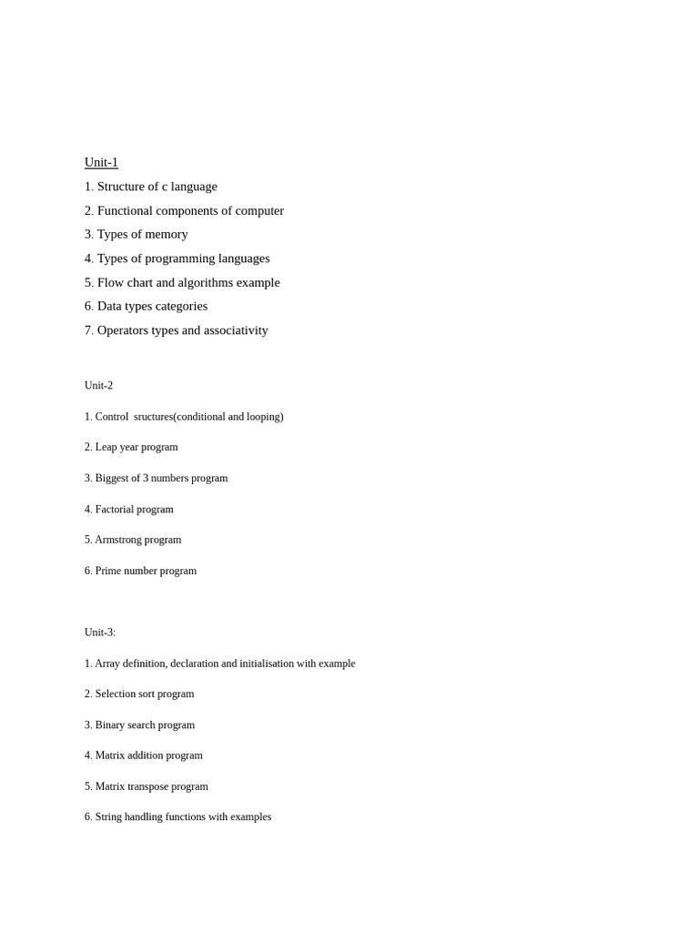 C Important Questions | PDF